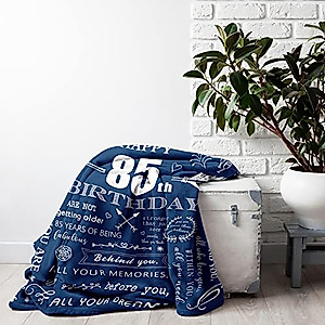 Henazin 85th Birthday Gifts for Women, 85th Birthday Gifts for Men, 85th Birthday Decorations, 85 Birthday Gifts for Men Women Dad Mom Husband Wife Friend, Happy 85 Birthday Throw Blankets 60” X 50”