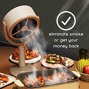 AFSVTTS Lorivu Smoke Purifier - Lorivu Portable Smoke Purifier Fan, Lorivu Air Purifier, Portable Kitchen Exhaust Fan, Low Noise Mini Cooker Hood for Kitchen, Home, BBQ, Hot Pot (1SET), Beige