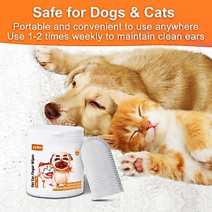 50Pcs Dog Ear Wipes Finger, Dog Ear Cleaner Wipes for Dogs and Cats, Pet Ear Wipes, Soft & Easy Otic Cleaning Pads, Remove Wax, Dirt & Stop Smelly, Itchy, Non-Irritating, All Natural Ingredients