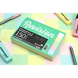 Silvine Luxpad A6 Lined Revision & Presentation Cards - Assorted Colours + White. 150 Cards Per Pad (6x4)