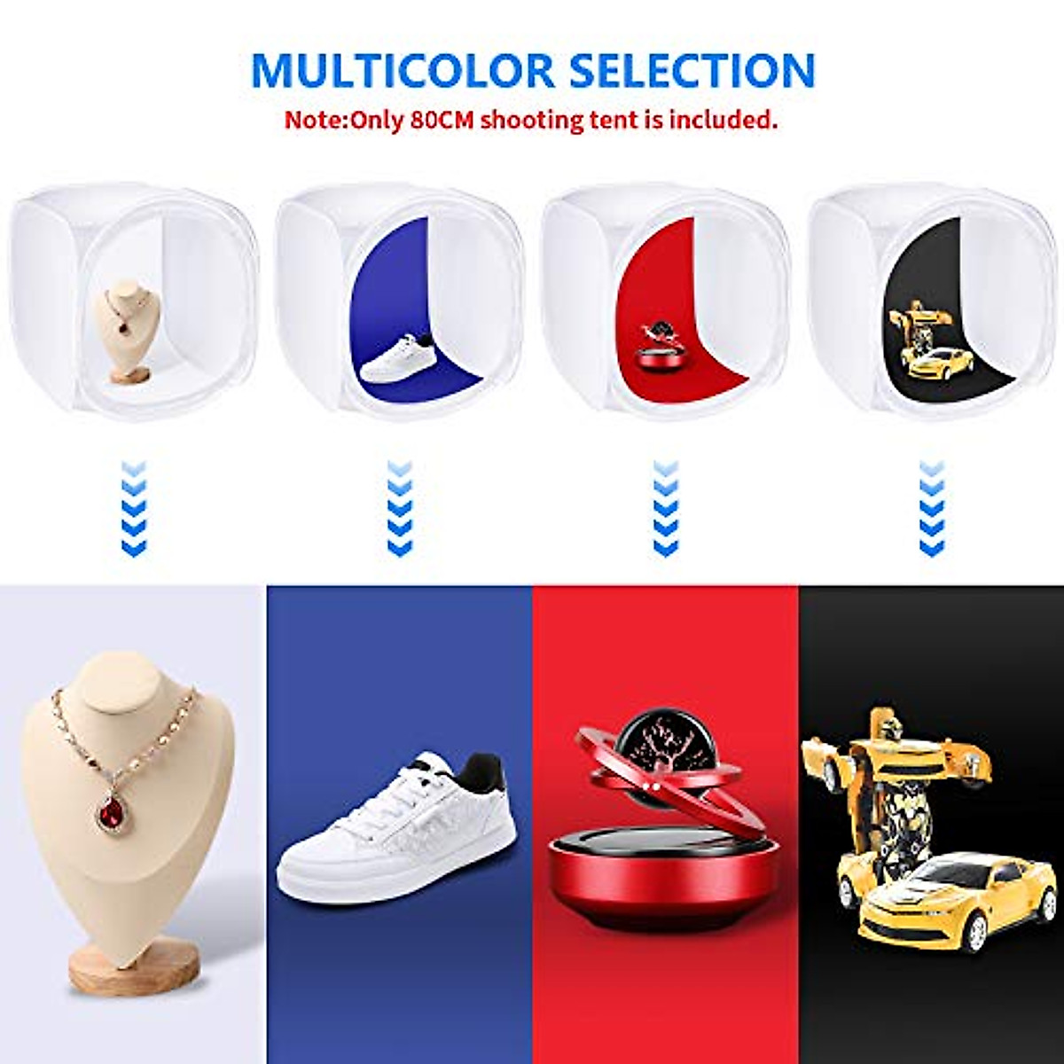 Neewer® 24x24 inch/60x60 cm Photo Studio Shooting Tent Light Cube Diffusion Soft Box Kit with 4 Colors Backdrops (Red Dark Blue Black White) for Photography