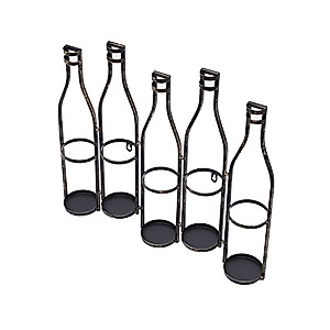 Gdrasuya10 Wall Wine Rack, 5 Bottles Wall-Mounted Wine Racks Wine Holder for Kitchen, Dining Room, Bar, LxWxH: 23.2x3.5x19.6inch, Bronze