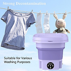 Portable Washing Machine,High Capacity Mini Washer with 3 Modes,Foldable Deep Cleaning Half Automatic Washt Suitable for Washing Small Pieces of Clothing, Baby Clothes,Underwear,Socks（Purple）