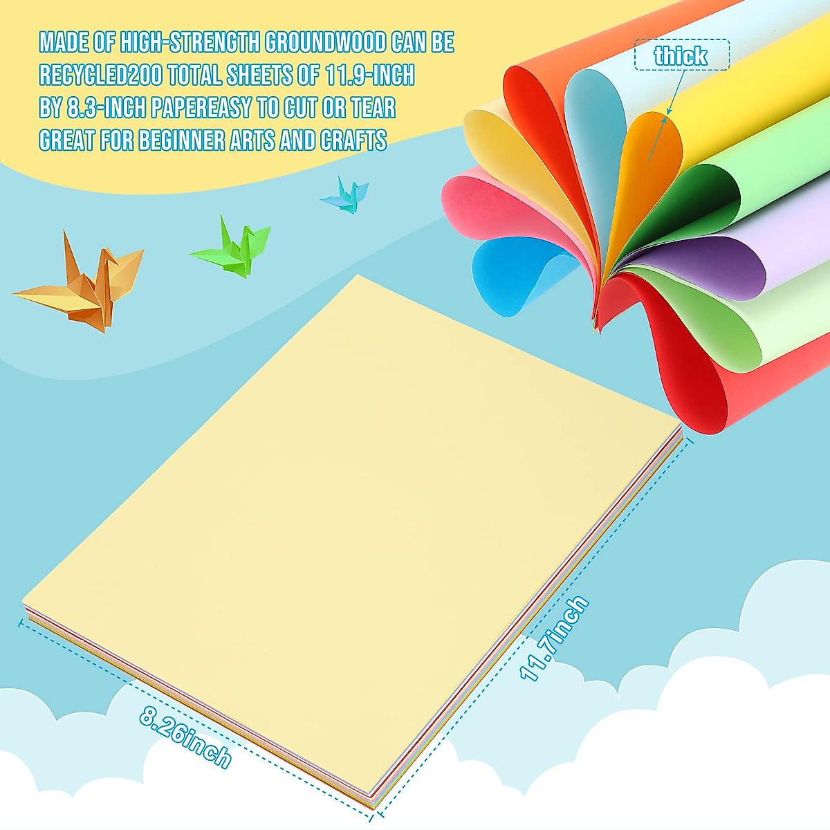 Heavyweight Colored Paper Cardstock Bulk for Kids and Crafts