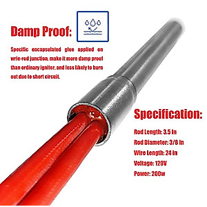 Replacement Grill Igniter/Hot Rod, Heating Rod for Traeger Pellet Grills and Smokers, Pit Boss, Camp Chef and Z-Grills Wood Pellet Grill Models, with a Piece of Fuse