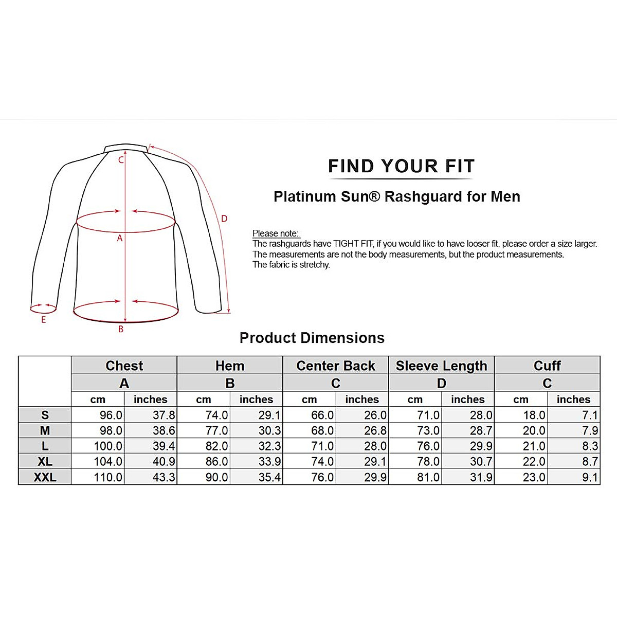 Platinum Sun UPF 50+ Rash Guard for Men Long Sleeve Swim Surf Shirt - Tight Tit UV Rashguard (Cobalt, XXL)