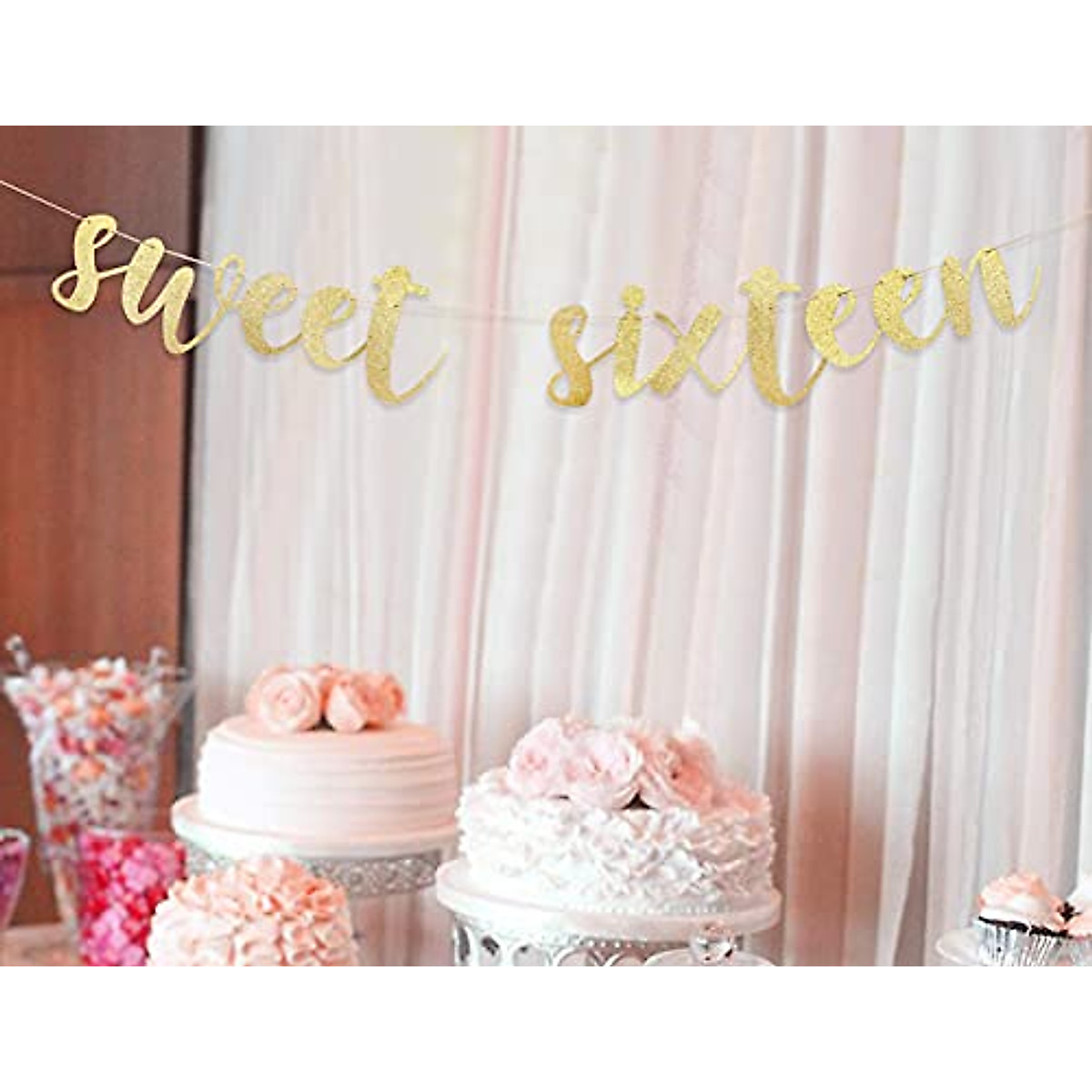 Sweet Sixteen Banner - Sweet 16 Banner，16th Birthday Banner，happy 16th Birthday Banner，sweet 16 Birthday Banner，16th Happy Birthday Anniversary Party Decorations