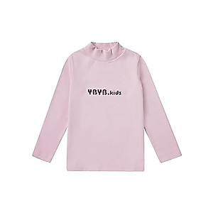 Xnihocha Kids Boys Girls Turtleneck Long Sleeve T-Shirt Printed Thermal Underwear Tops Tee Undershirt Pink 9-10 Years