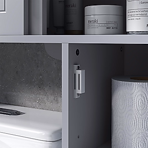 HOMCOM Over The Toilet Bathroom Cabinet, Freestanding Bathroom Storage Organizer with Adjustable Shelves, Toilet Rack, Gray