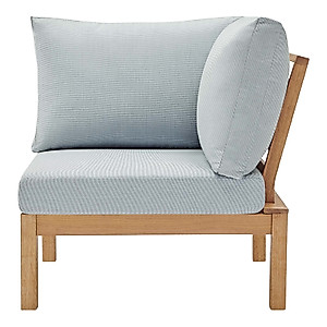Modway EEI-3694-NAT-LBU Freeport Corner Chair, Natural Light Blue
