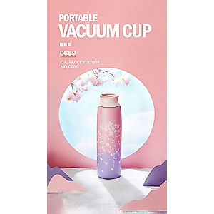 WYGOAKG 470ml Sakura Portable Thermos Travel Coffee Mug Insulated Cup 304 Stainless Steel Vacuum Flask Water Bottles for Girls