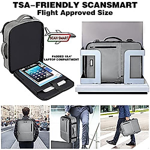 Carry on Travel Backpack, 40L-50L Airplane Flight Approved Backpack for Women Men, Extra Large Expandable Water Resistant Luggage Backpack Daypack Perfect Fit for 17 17.3 18 18.4 Inch Laptop, Grey