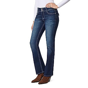 WallFlower Women's Size Luscious Curvy Bootcut Mid-Rise Bling Insta Stretch Juniors Jeans (Standard, Vici, 14 Plus