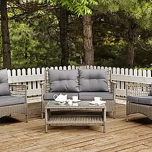 Joramoy Patio Cushion Covers 22×20×4 in - Waterproof Outdoor Seat Cushion Slipcovers Replacement, Outdoor Chair Couch Cushion Covers for Patio Furniture with Zipper, Set of 4, Covers Only,(Gray)