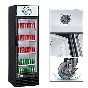 EKS 14 cu.ft. Commercial Refrigerators Glass Door 27'' W Drink Refrigerator Display Beverage Cooler Single Door Fridge Adjustable Shelves Drink Upright Merchandiser Reach In (1 Door, 14.72 cu.ft.)