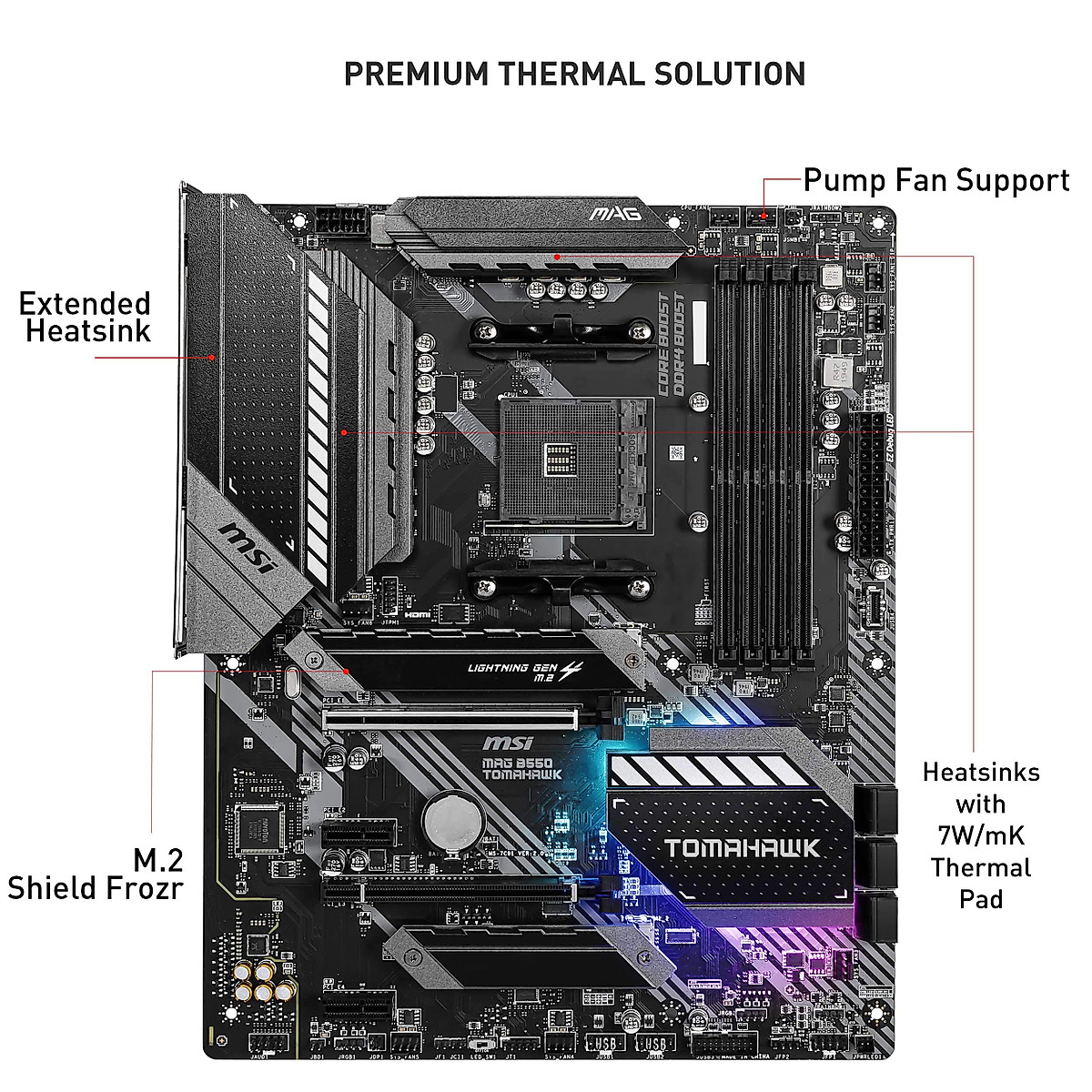 MSI MAG Tomahawk AMD B550 Socket AM4 ATX DDR4-SDRAM Motherboard
