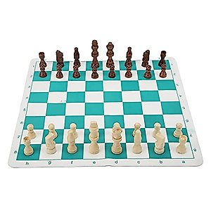 Chess Set,2 in 1 Travel Board Games for Kids and Adults,Packs and Travels Easy, Folding Roll up Chess Game Sets,Chess Set with PU Foldable Board and Weighted Pieces