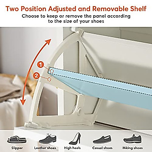 Tribesigns Shoe Cabinet with 3 Flip Drawers, Modern 18-24 Pair Shoe Rack Organizer with 2 Hanging Hooks, Freestanding Tipping Bucket Shoe Storage Cabinet for Entryway