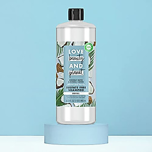Love Beauty And Planet Sulfate Free Shampoo Volumizing Shampoo for Fine Hair Coconut Water and Mimosa Flower Refill Bottle for use with Reusable Aluminum Bottle 32.3 oz ( Packaging may vary )