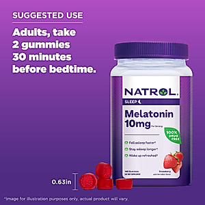 Natrol 10mg Melatonin Gummies, Sleep Support for Adults, Melatonin Supplements for Sleeping, 140 Strawberry-Flavored Gummies, 70 Day Supply