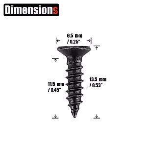 JQK #6 x 1/2" Black Screw, Flat Head Phillips Wood Screw 18-8 S/S Electroplating Black Stainless Steel, #6 x 1/2-Inch, 100-Piece, SB3514-P100