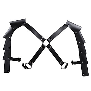 Men's Black Faux Leather Body Chest Harness Adjustable Shoulder Armors Buckles Steampunk Medieval Gothic Knight Armor
