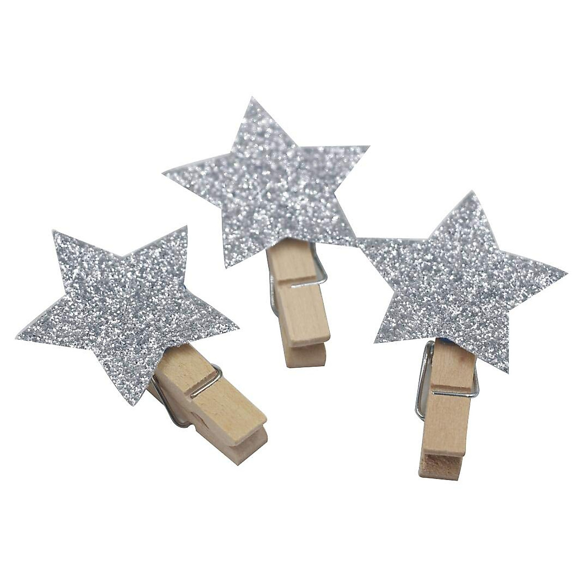 Mybbshower 1.5 inch Silver Glitter Adhesive Star Favors Stickers for New Year Star Decorations Envelope Seals Pack of 150