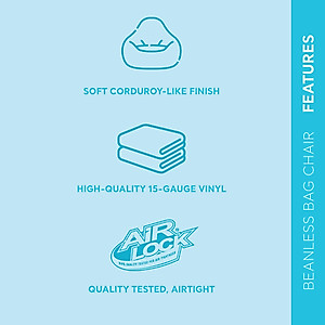 Intex Inflatable Contoured Corduroy Beanless Bag Lounge Chair, Gray (5 Pack)