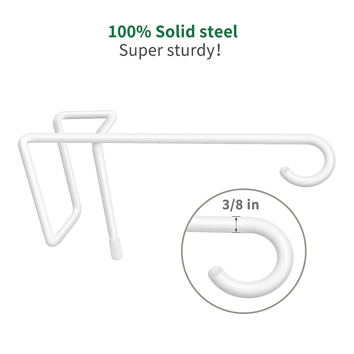 JOYSEUS 2 Pack Vinyl Fence Hooks, 5 x 10 Inches Durable White Powder Coated Steel Fence Hanger for Light, Hanging Plants, Bird feeders, Lights, Pool Equipment…