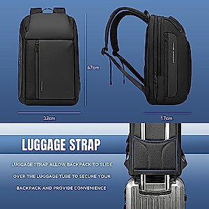 Tfro & Cile Laptop Backpack 15.6 Inch Business Travel Backpack for Men with USB Charging Port Waterproof Bag, Black