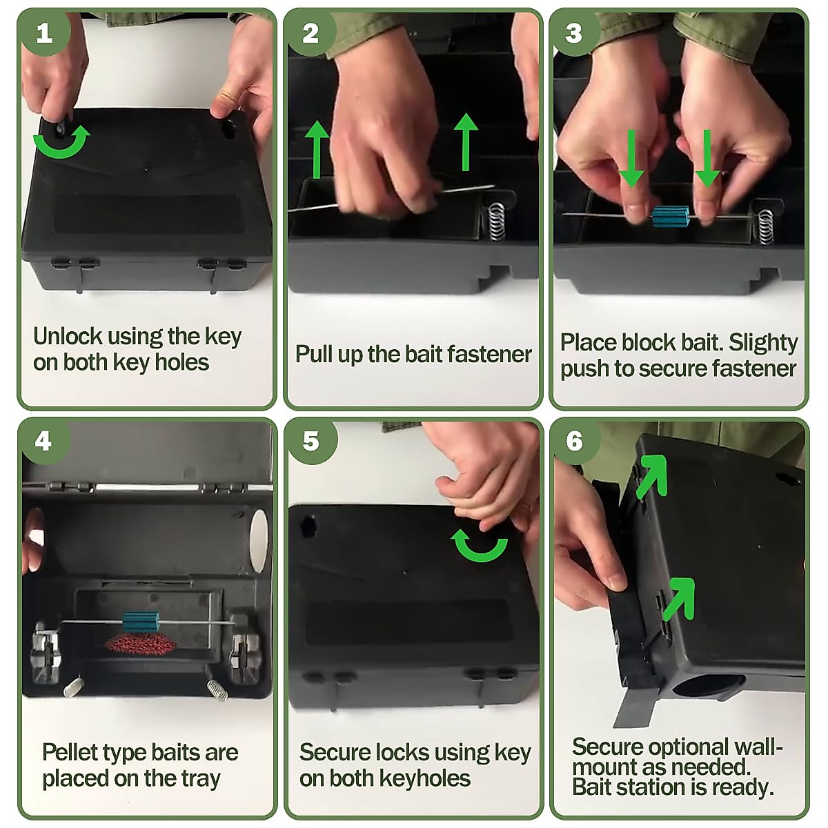 Large Rat Bait Stations 2- Pack | Mouse Bait Station for Home Garden| Rodent Bait Station for Indoor and Outdoor Use | Exterminator Approved | Safe for Family and Pets (Bait is not Included)