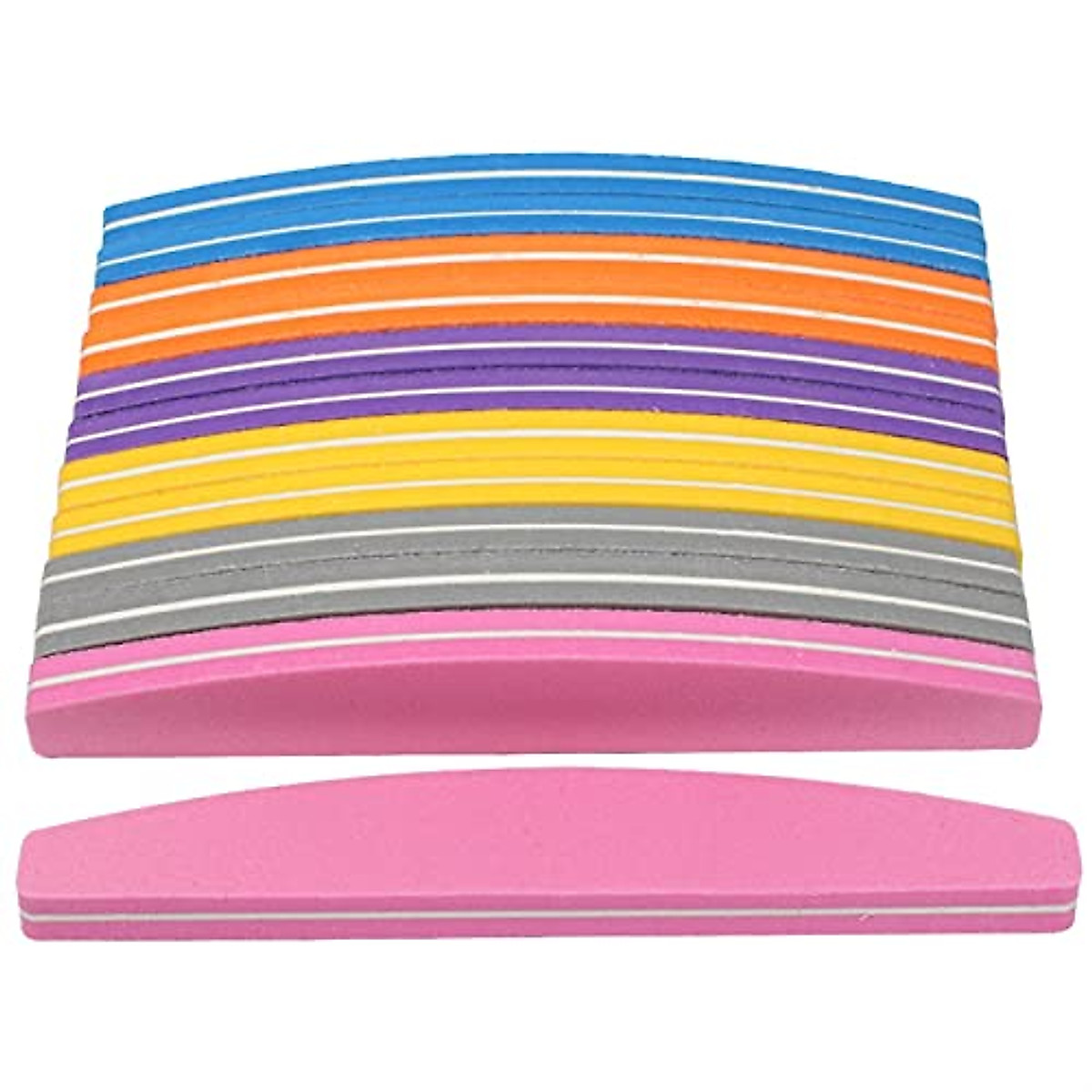 zenglingliang Nail Buffer Sanding Block 50pcs Sponge Sandpaper Nail Files for Manicure Nail Buffer Block 100/180 Colorful Boat Sanding Foam Emery Board Nail File (Color : Purple)