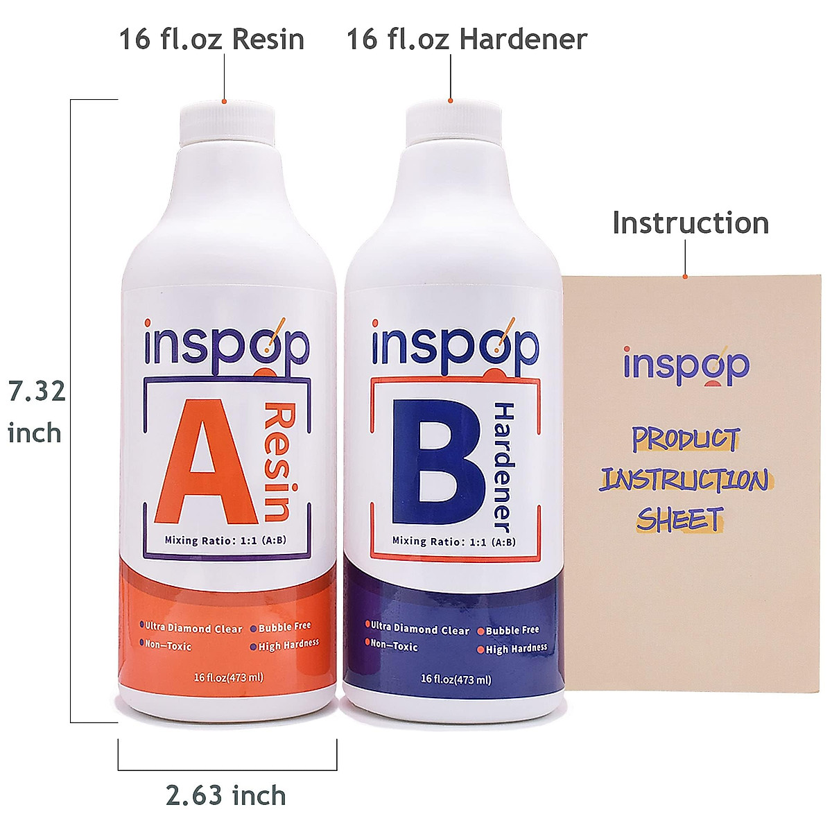 32 fl.oz Craft Epoxy Resin and Hardener Kit, Crystal Clear, Food Safe & Low Odor, Bubble Free, High Hardness for Casting, Coating and Art, Wood, Jewelry and More Projects, 2 Part Resin 1:1 Ratio