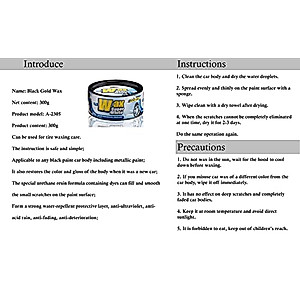 ELEpure Black Gold Car Wax with Pad Solid Auto Carnauba Cars Care Polish Cleaner Waxing Repair Scratches Ceramics Coating for Black Cars 300g with Free Waxing Sponge