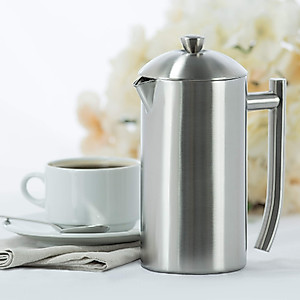 Frieling Double-Walled Stainless-Steel French Press Coffee Maker, Brushed, 23 Ounces