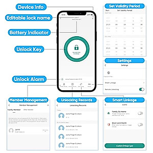 Fingerprint Padlock, Smart Keyless Bluetooth Lock APP/Fingerprint Unlock Anti-Theft Door Luggage Case Lock for Android iOS System Suitable for Gym, Backpack, School, Fence and Storage