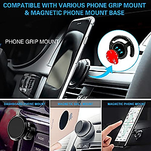 volport 3M Sticky Adhesive Replacement Compatible with Socket Mount Base, 10 Pack VHB Sticker Pads for Car Magnetic Phone Holder and 2pcs 1.38 Inches Double Sided Tape for Collapsible Grip & Stand