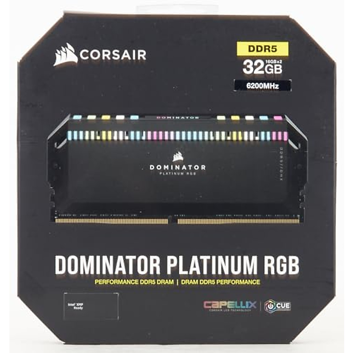 CORSAIR DOMINATOR PLATINUM RGB DDR5 RAM 32GB (2x16GB) 6200MHz CL36 Intel XMP iCUE Compatible Computer Memory - Black (CMT32GX5M2X6200C36)