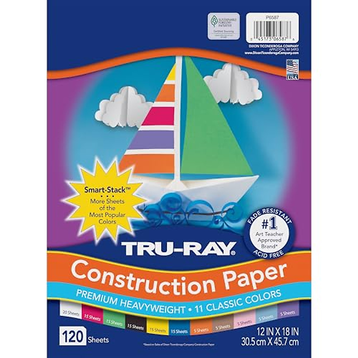 Tru-Ray Sulphite Construction Paper, 12 x 18 Inches, Assorted Color, 120 Sheets