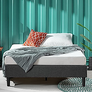 ZINUS Curtis Upholstered Platform Bed Frame / Mattress Foundation / Wood Slat Support / No Box Spring Needed / Easy Assembly, Grey, Queen