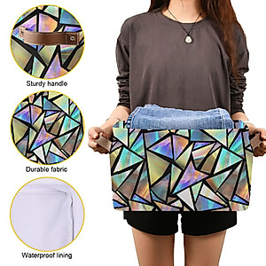 YETTASBIN Iridescent Storage Basket 2pc, Large Collapsible Toys Clothes Organizer, Durable Canvas Storage Bin with Handle for Shelves Closet Laundry Home Office Decor