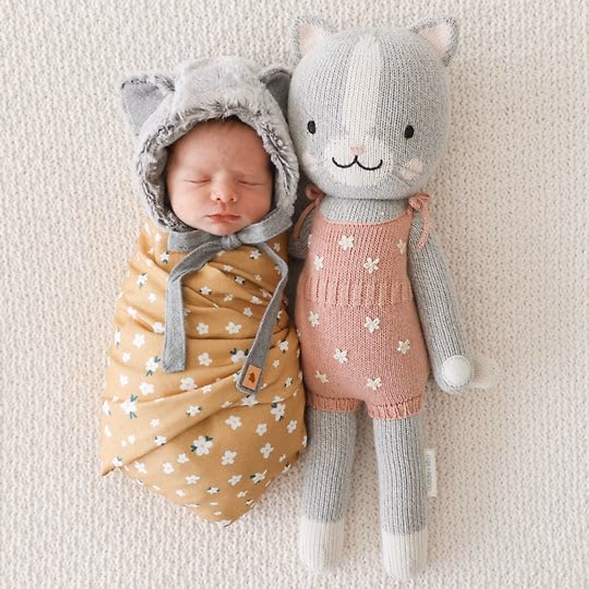 cuddle + kind Daisy The Kitten Little 13" Hand-Knit Doll – 1 Doll = 10 Meals, Fair Trade, Heirloom Quality, Handcrafted in Peru, 100% Cotton Yarn