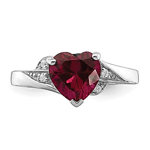 IceCarats 925 Sterling Silver Cubic Zirconia CZ Synthetic Red Ruby Heart Love Ring July Birthstone Jewelry Size 8