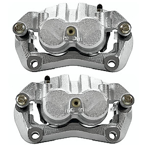 AutoShack Front Drilled and Slotted Brake Rotors Silver Calipers and Ceramic Pads Kit Set Driver and Passenger Side Replacement for Suzuki Equator Nissan Xterra Pathfinder 2005-2022 Frontier BCPKG0634