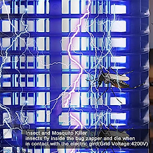 Bug Zapper,2 in 1 Bug Zapper Indoor,High Powered Waterproof Mosquito Zapper for Outdoor and Indoor,4200V Electronic Mosquito Trap for Home, Garden