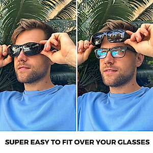 BLUE CUT Fit Over Polarized Sunglasses Solar Shield Sunglasses To Wear Over Glasses