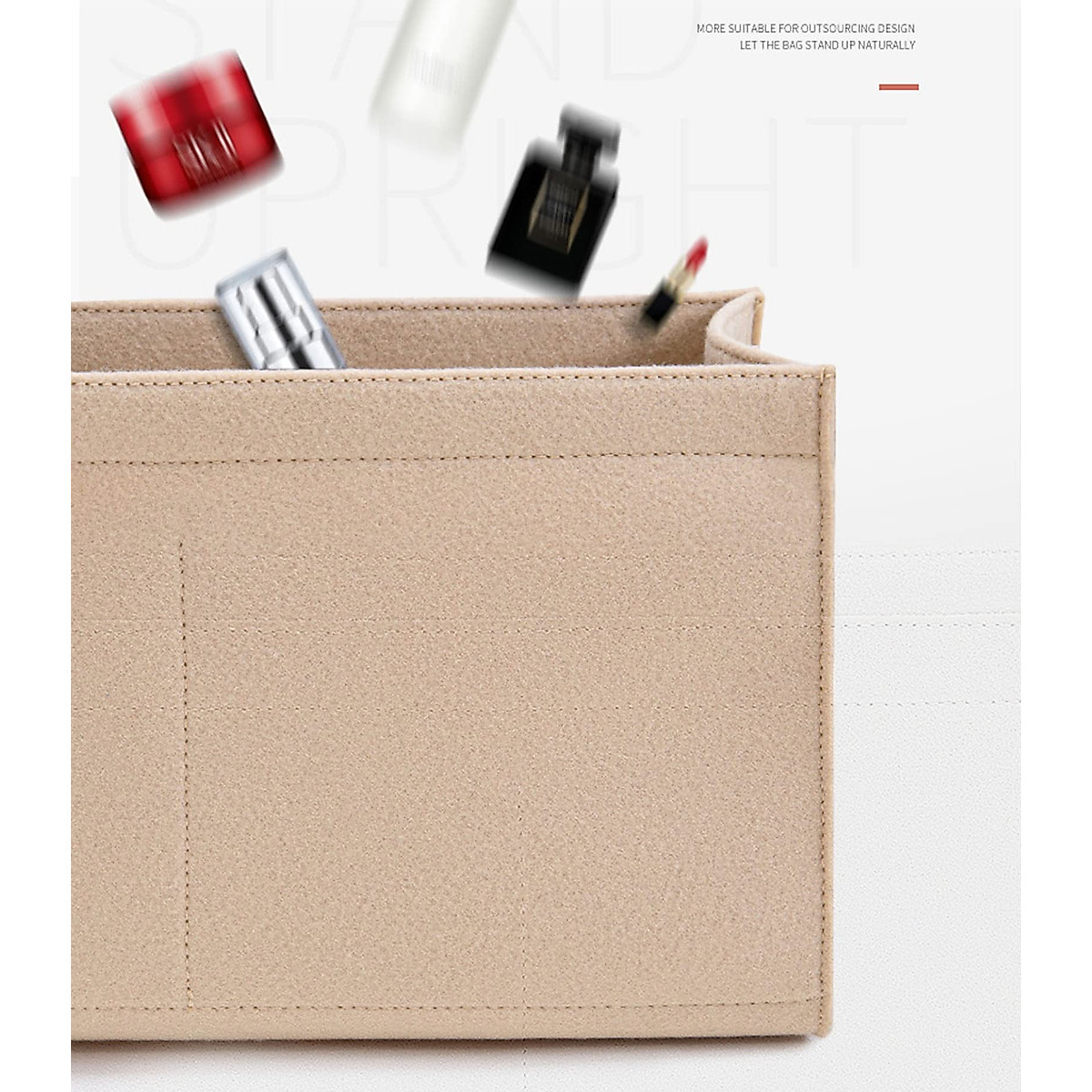 Lckaey purse insert for book tote book small tote organizer organizer 2008beige-M