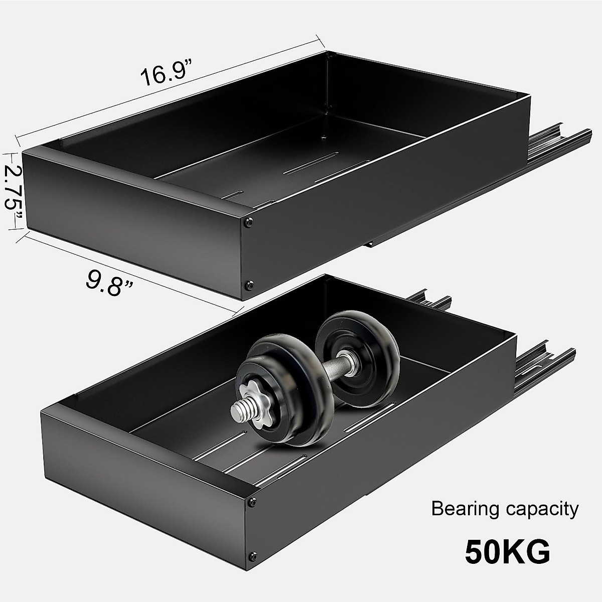 DING XI Pull Out Cabinet Organizer Fixed with Nano Adhesive,Sliding Out Kitchen Cabinet Storage Drawers,Multi Scenario Pull-Out Storage Drawer that Can Withstand Heavy Loads (White)