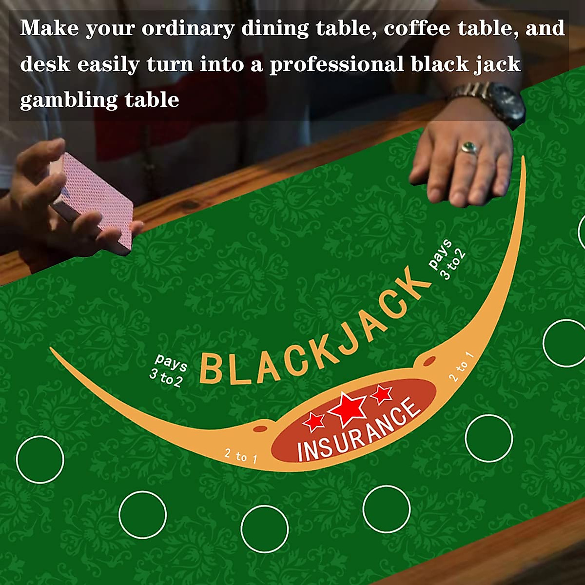 Alabohuke 47x23.6 Inch Poker Mat, Blackjack Table Non-Slip Rubber Poker Table Top Game Mat, Blackjack Professional Casino Table Layout, Suitable for Parties, Home Entertainment, Game Night