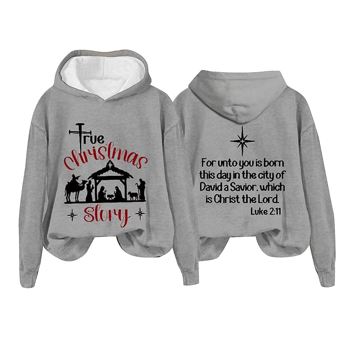 iLH Crop Sweatshirts For Women Christmas Hoodies For Women Xmas Printed Thick Thermal Pullover Hooded Sweatshirts Cute Womens Christmas Costumes Womens Hoodies In Bulk